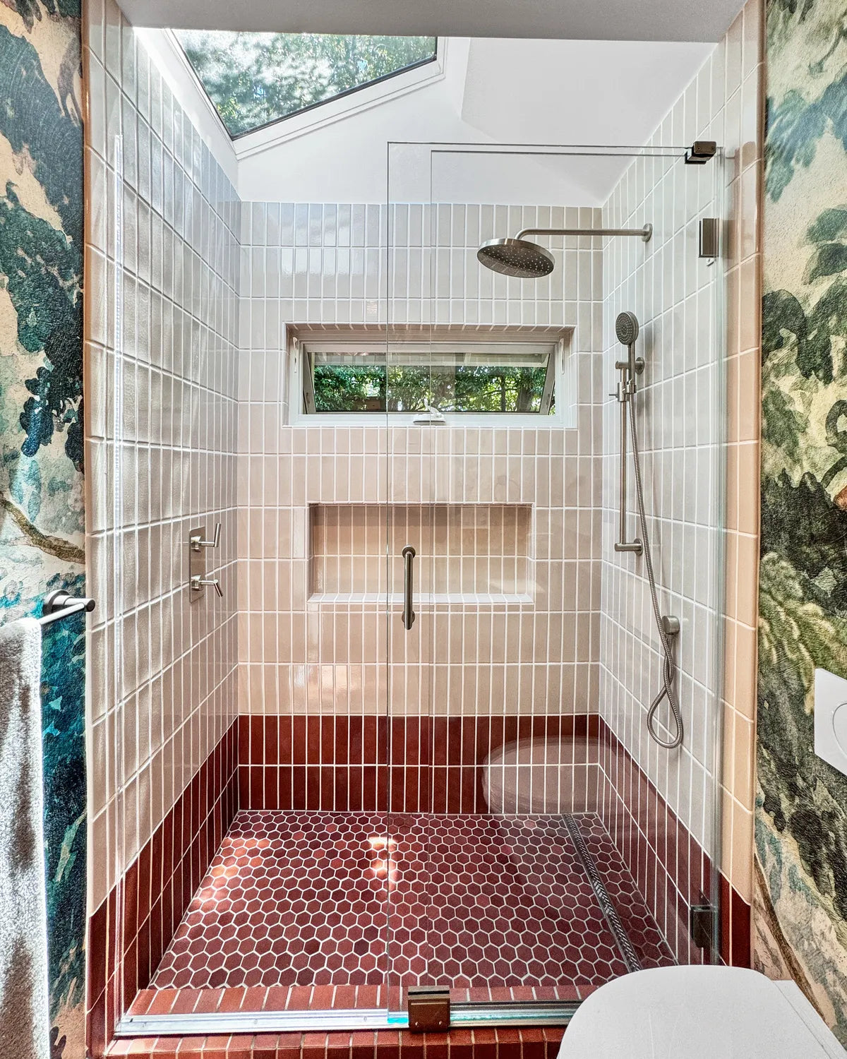 Warm Neutral Color Block Shower