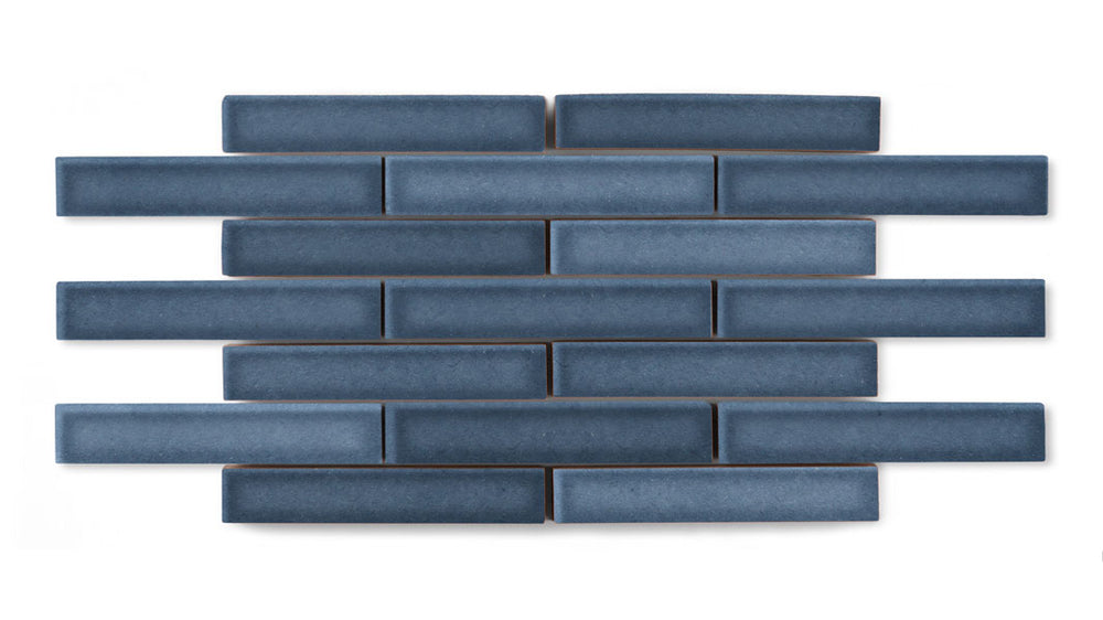 Slate Blue 1x6 Half Offset Sheeted Gloss Original Ceramic Tile