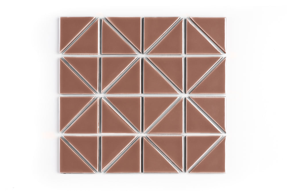Mauve 3" Triangle Sheeted - Quadrant Gloss Original Ceramic Tile