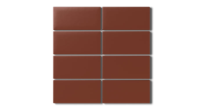 2x4 Straight Set Sheeted Natural Press Ceramic Mosaic Tile in Red Iron