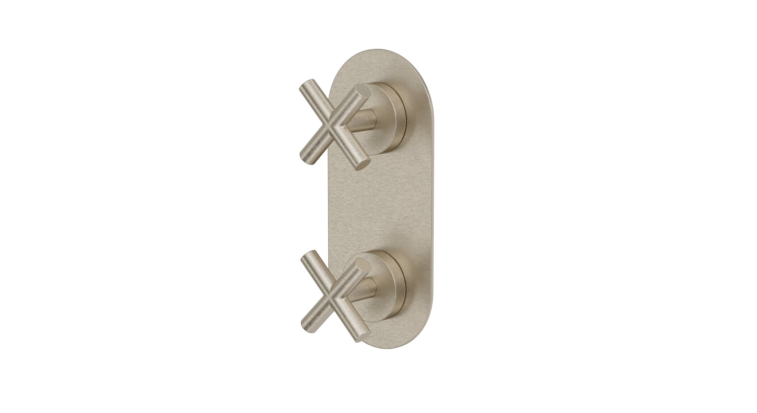 Contour Two Handle Wall Mount Shower Trim with Soft Cross Handles in S