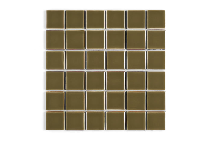 2x2 Straight Set Sheeted Original Ceramic Mosaic Tile in Chaparral Glo